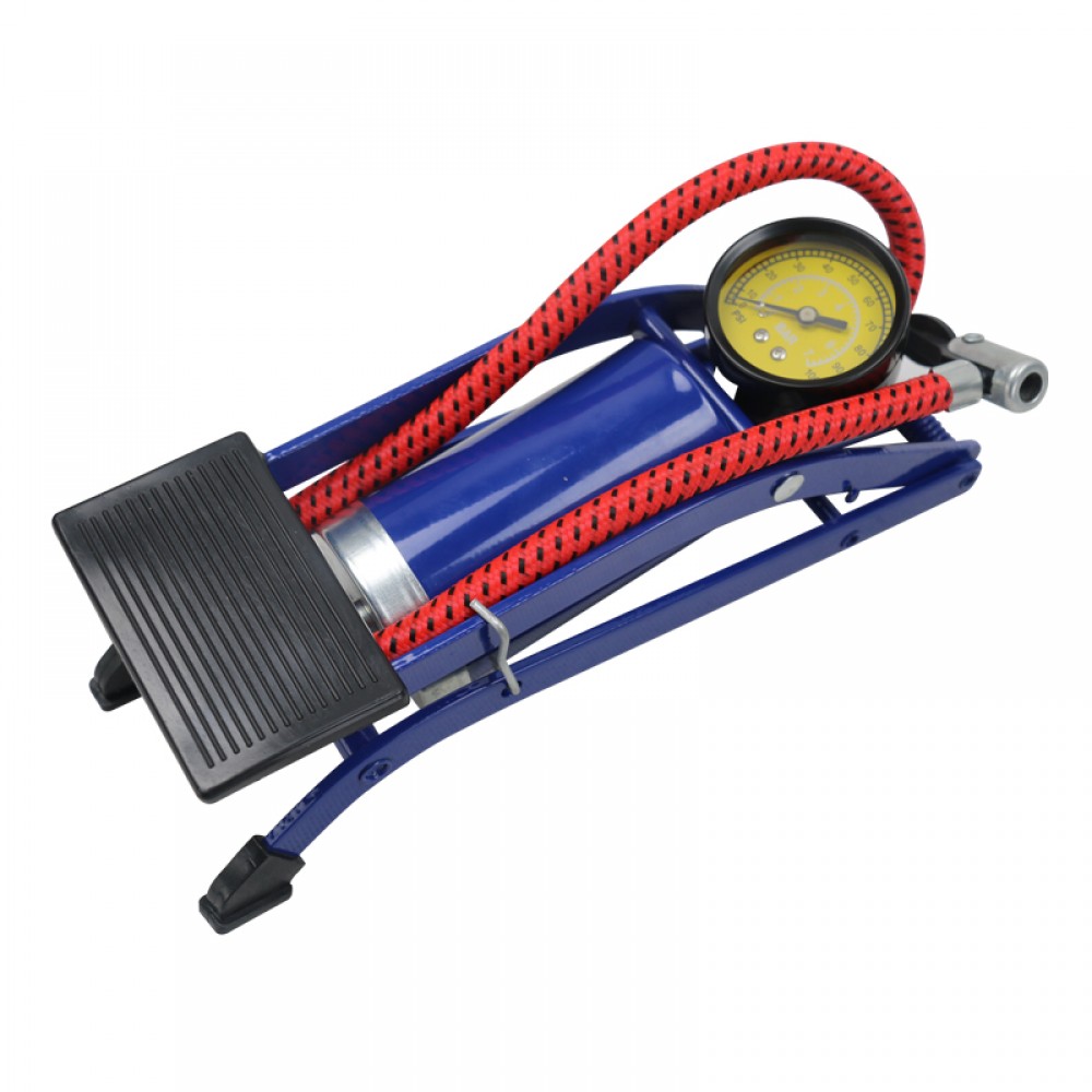 Foot pump single tube with meter