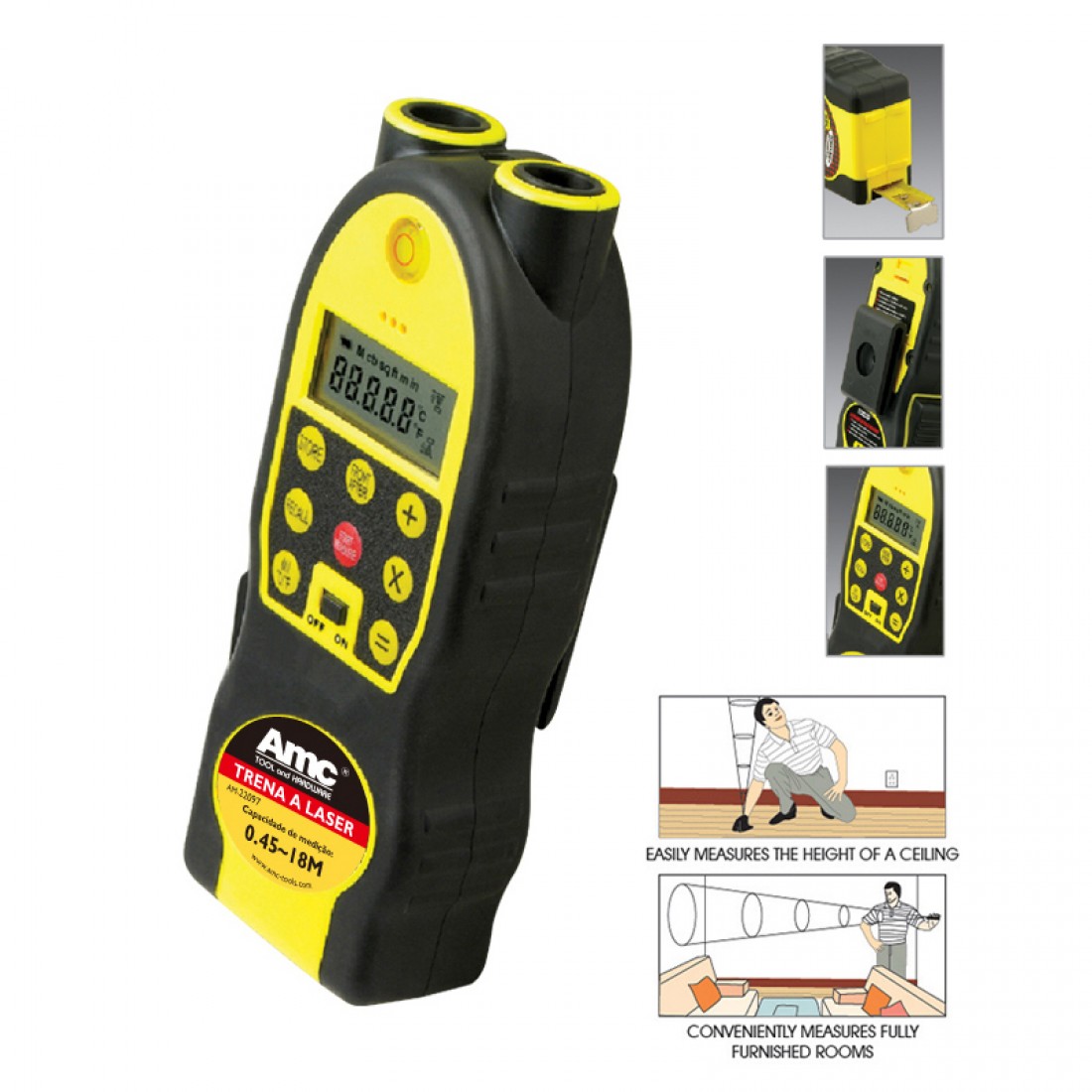 Tape measure with ultrasonic distance measure