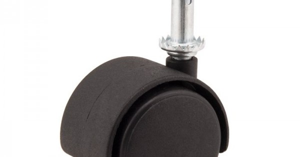 Caster with metal pin and socket