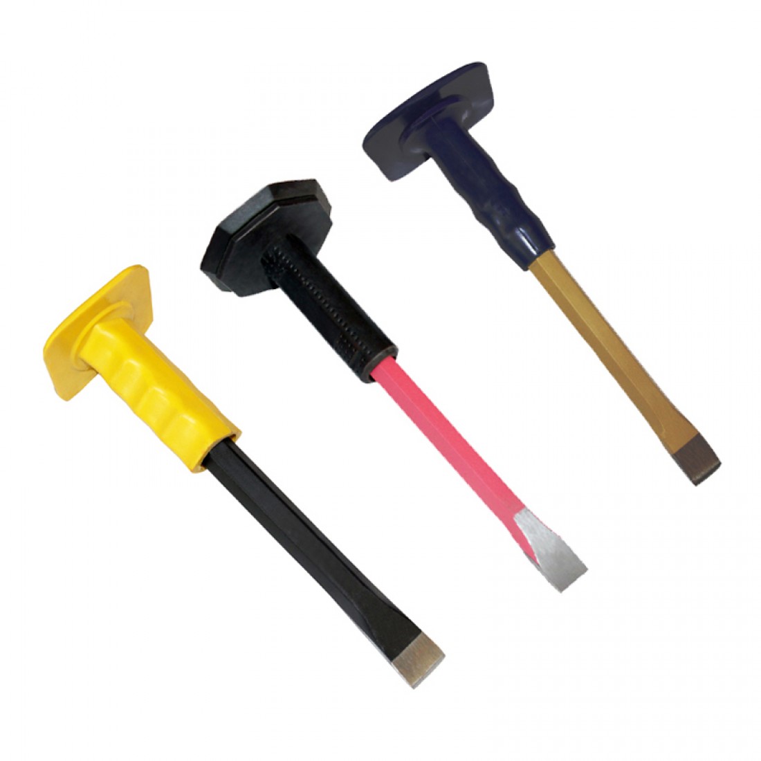 Flat shank cold chisel with rubber holder