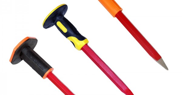 Cold chisel with rubber holder