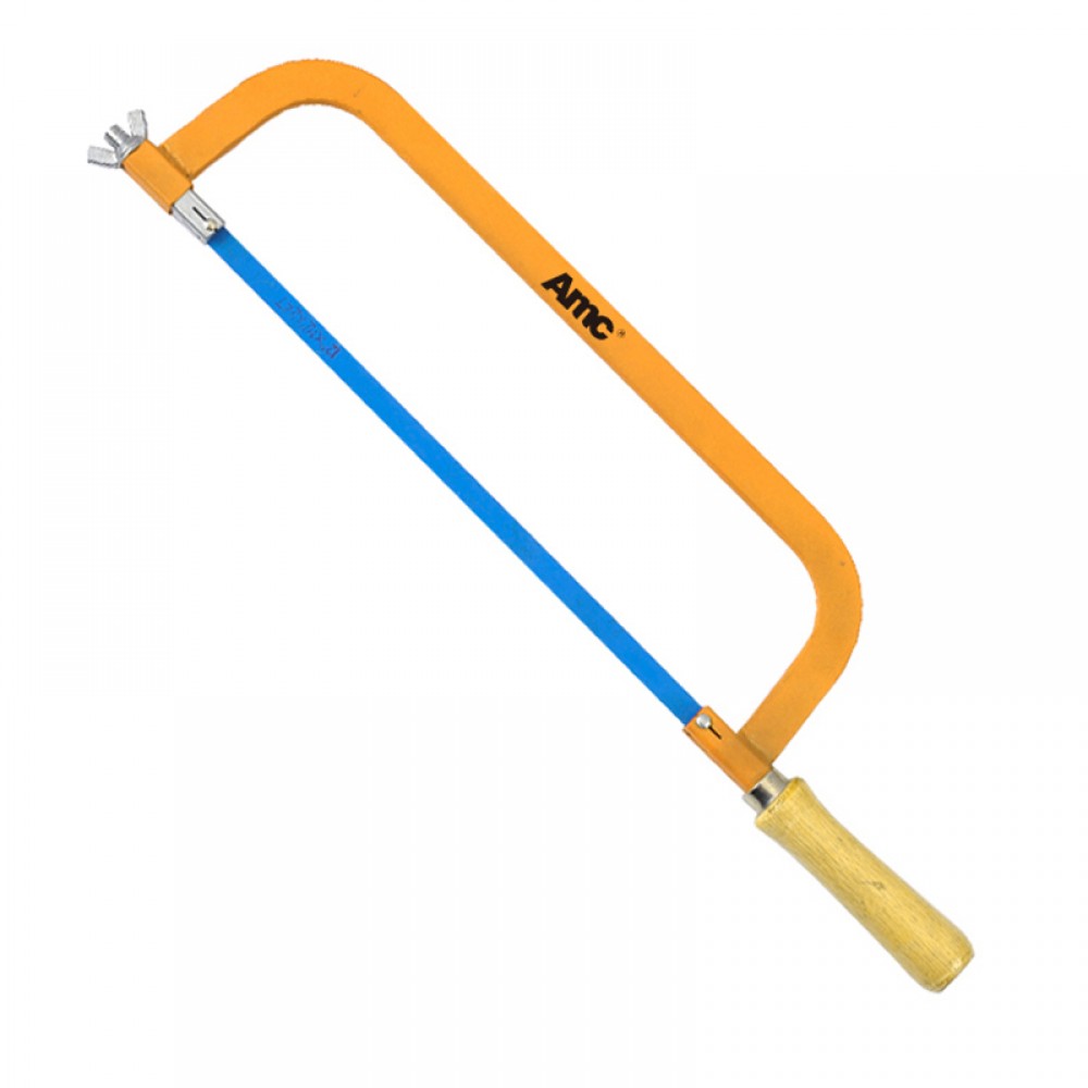 Flat hacksaw frame with wooden handle